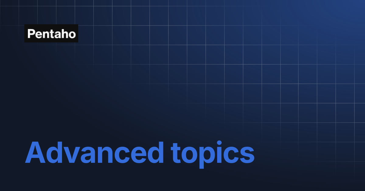 Advanced topics | 9.3 Analytics | Pentaho