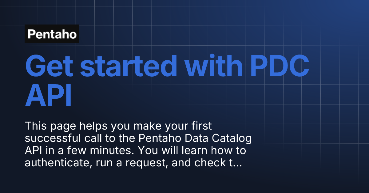 Get started with PDC API | Pentaho