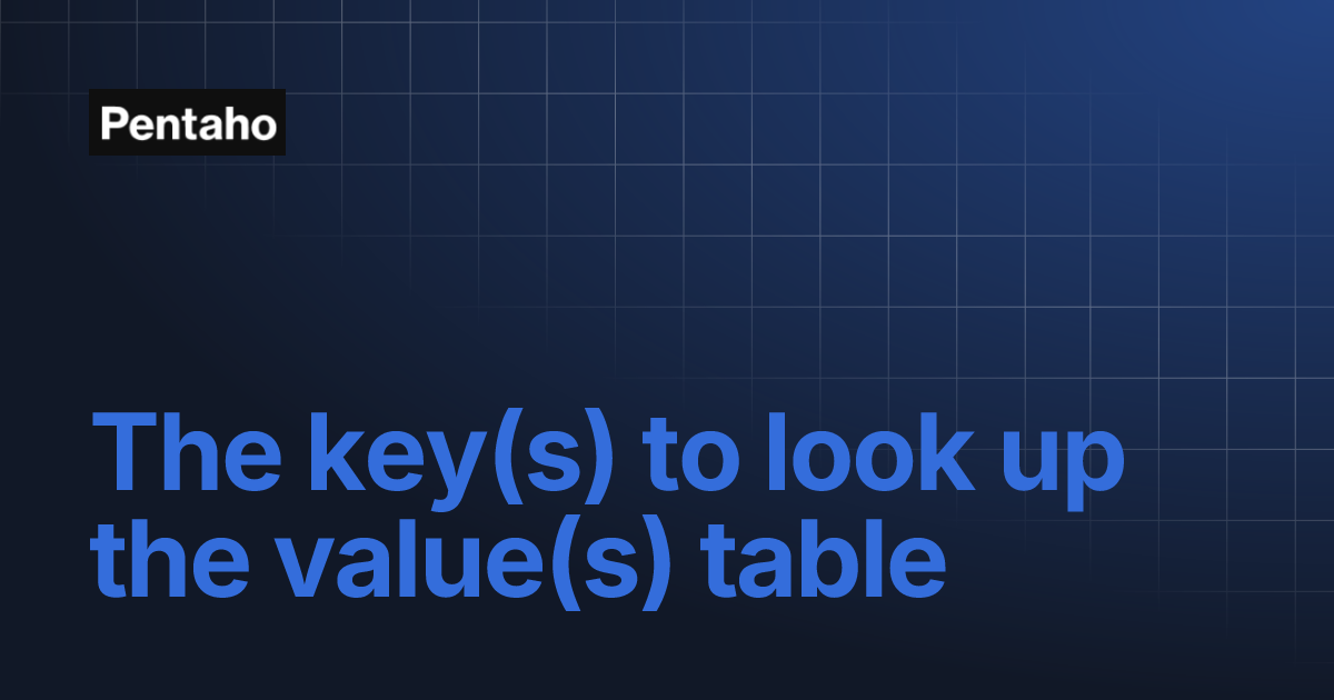 The key(s) to look up the value(s) table | PDIA 11.0 Data Integration ...